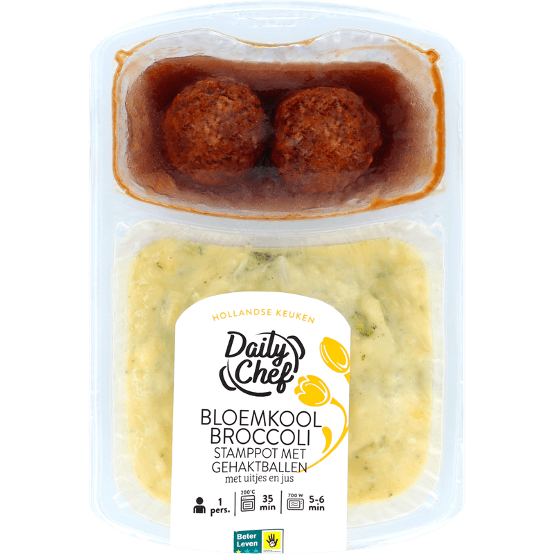 Daily Chef Bloemkool-broccoli stamppot met gehakballen | Dirk